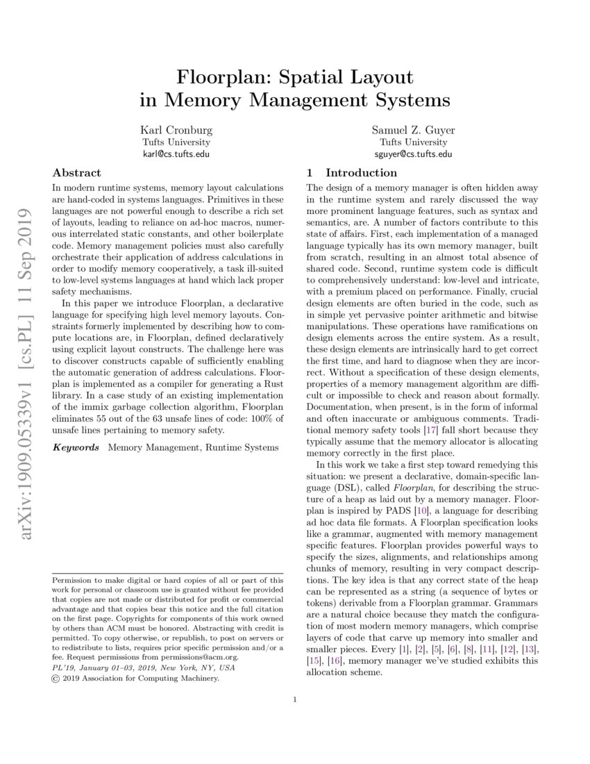 Floorplan: Spatial Layout in Memory Management Systems | DeepAI