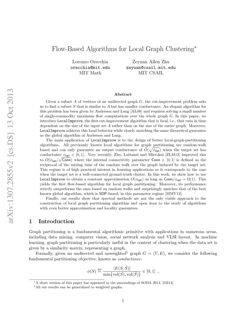 Flow Based Algorithms For Local Graph Clustering Deepai 2895