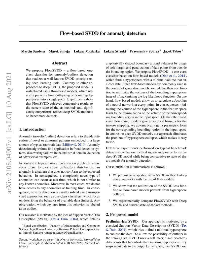 Flow-based SVDD for anomaly detection | DeepAI