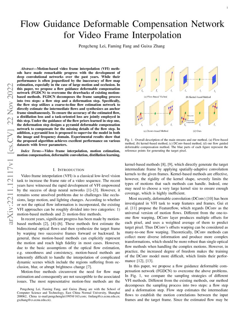 Flow Guidance Deformable Compensation Network For Video Frame Interpolation Deepai