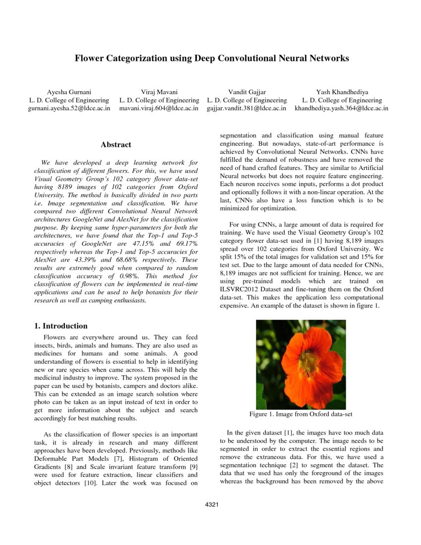 Flower Categorization Using Deep Convolutional Neural Networks Deepai