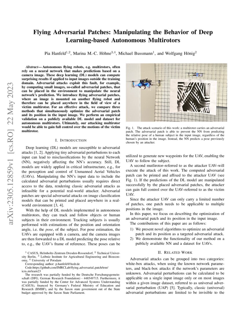 Flying Adversarial Patches Manipulating The Behavior Of Deep Learning Based Autonomous