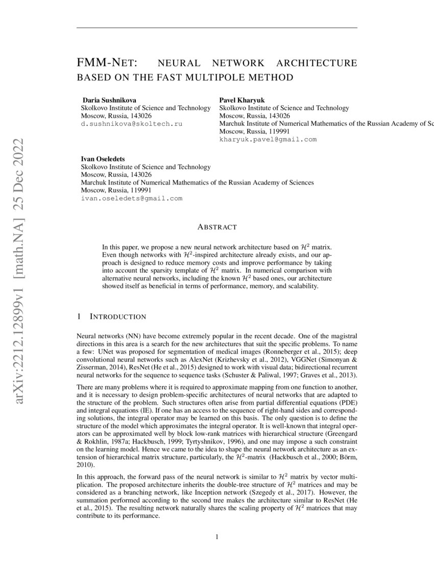 FMM-Net: neural network architecture based on the Fast Multipole Method ...