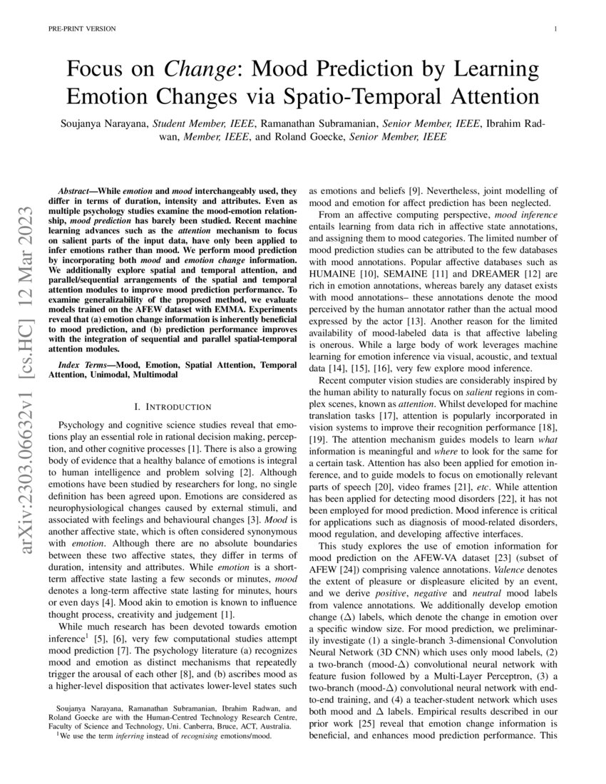 Focus on Change: Mood Prediction by Learning Emotion Changes via Spatio ...