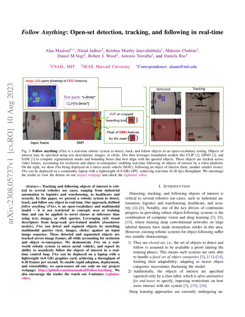 Follow Anything: Open-set detection, tracking, and following in real-time | DeepAI