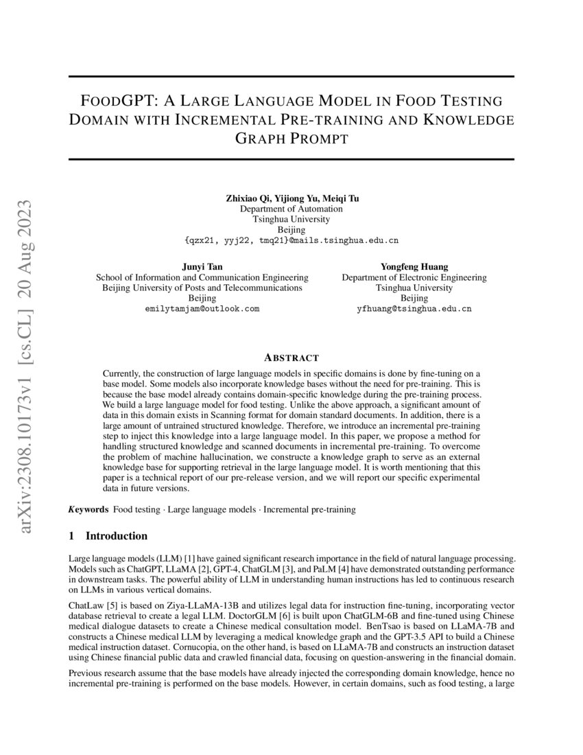 Foodgpt A Large Language Model In Food Testing Domain With Incremental Pre Training And 