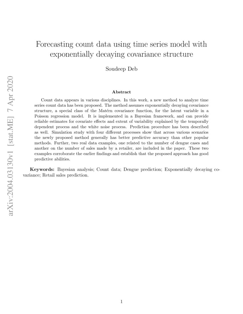 Forecasting Count Data Using Time Series Model With Exponentially 9177
