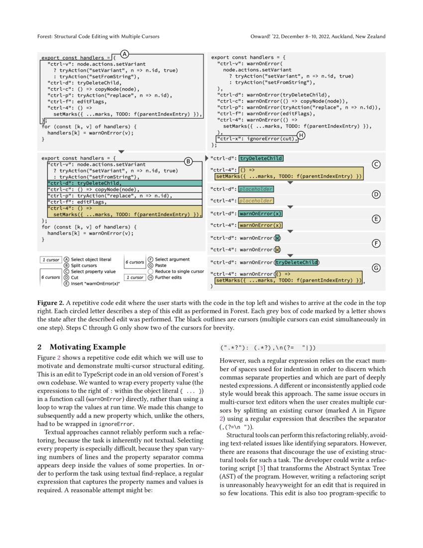 Forest Structural Code Editing With Multiple Cursors Deepai