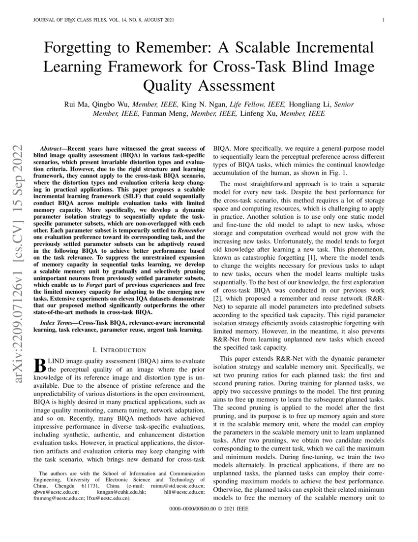 Forgetting To Remember A Scalable Incremental Learning Framework For Cross Task Blind Image