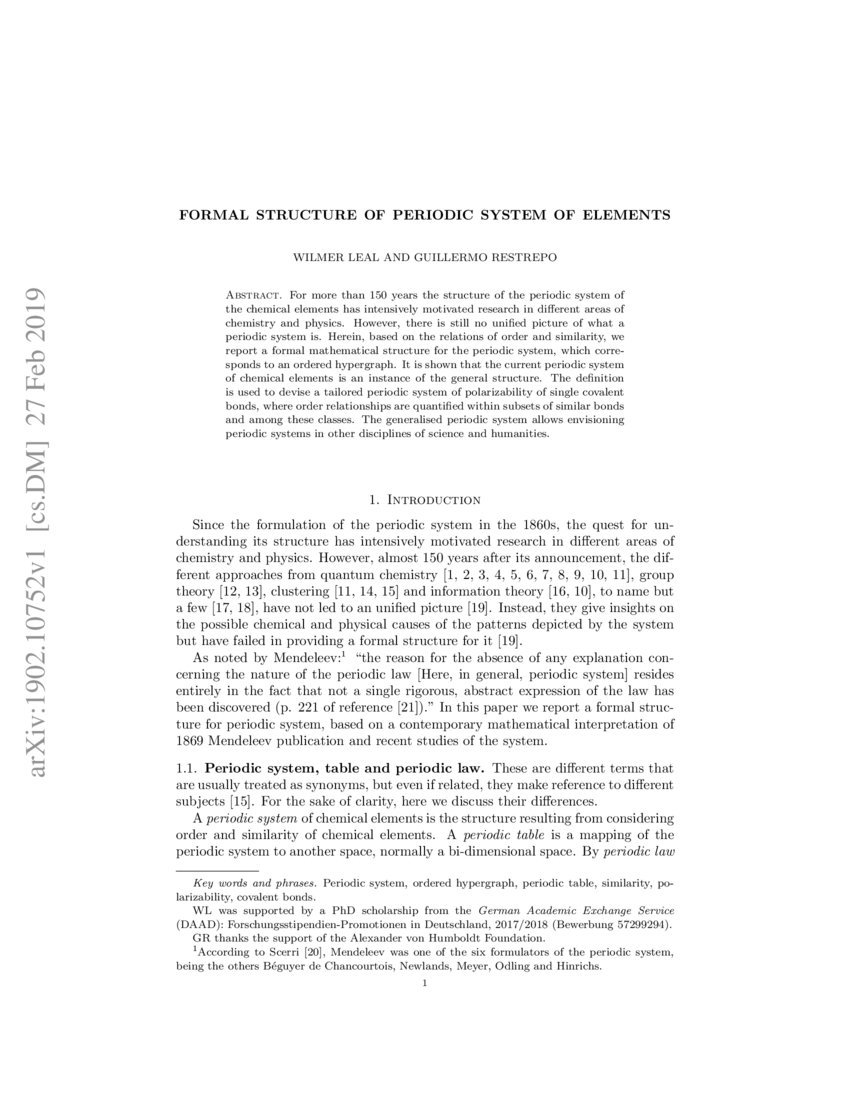 Formal structure of periodic system of elements | DeepAI