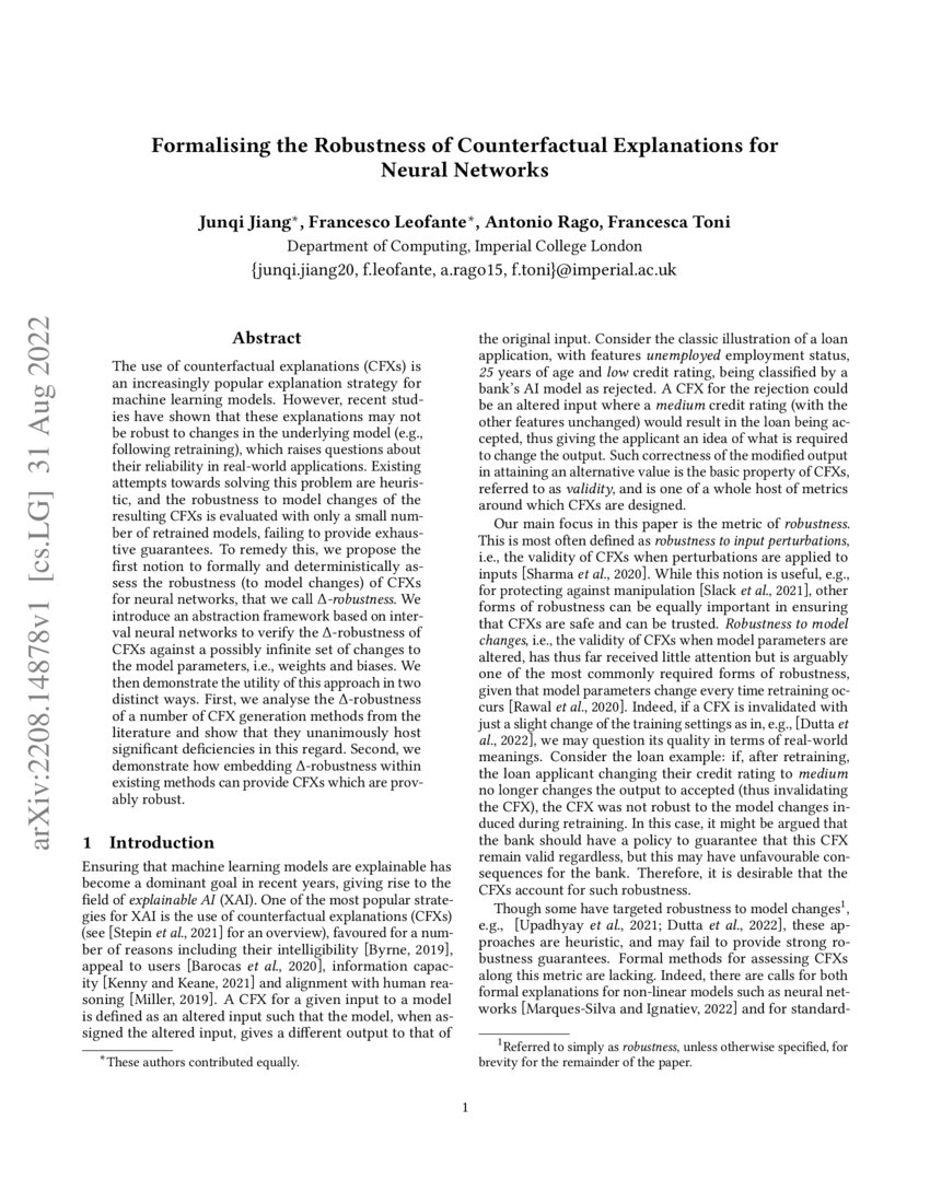 Formalising The Robustness Of Counterfactual Explanations For Neural