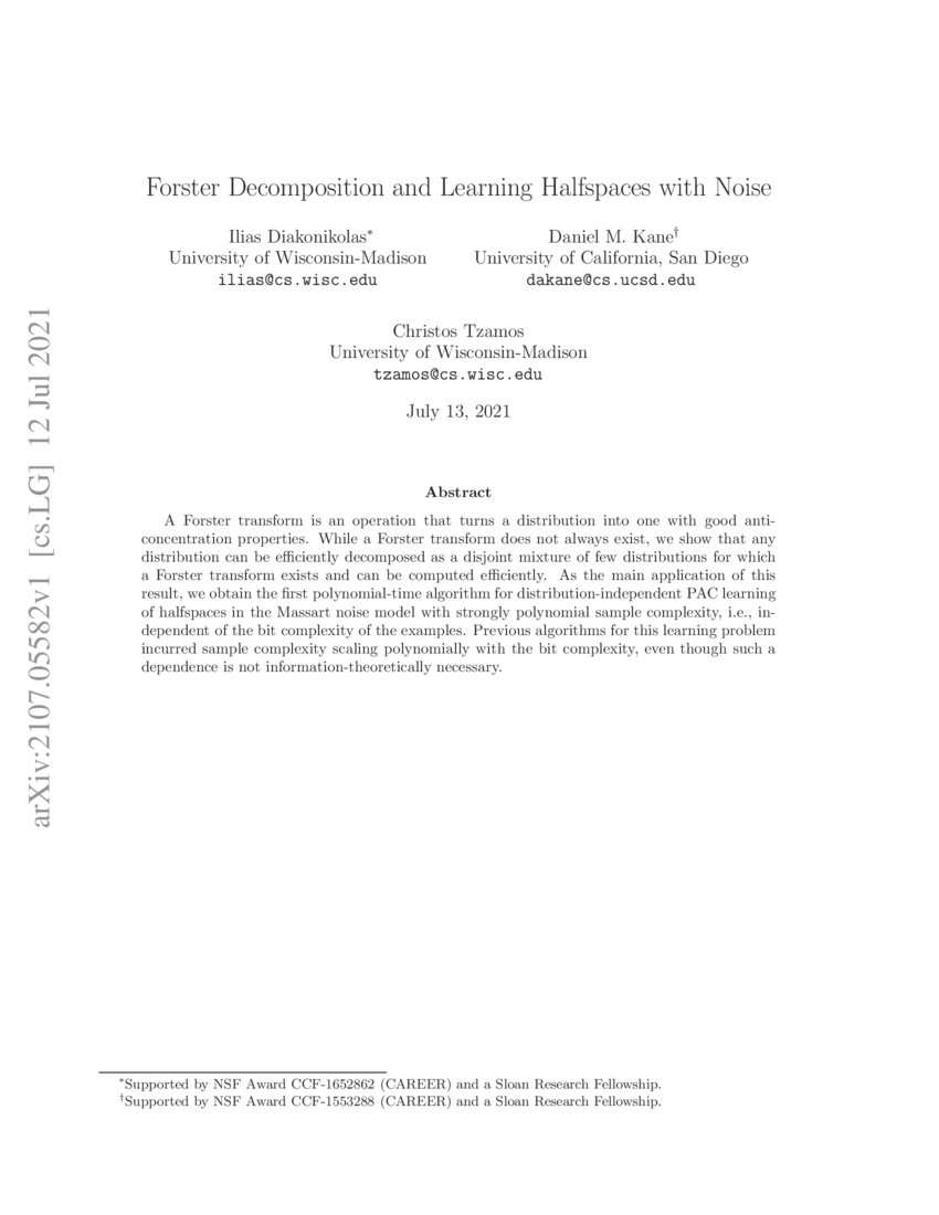 Forster Decomposition And Learning Halfspaces With Noise Deepai