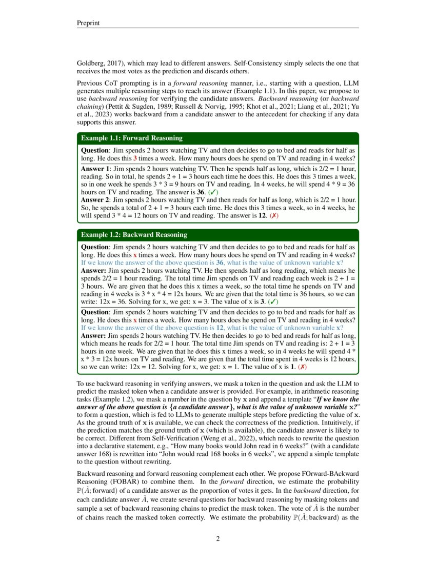 Forward-Backward Reasoning in Large Language Models for Verification | DeepAI