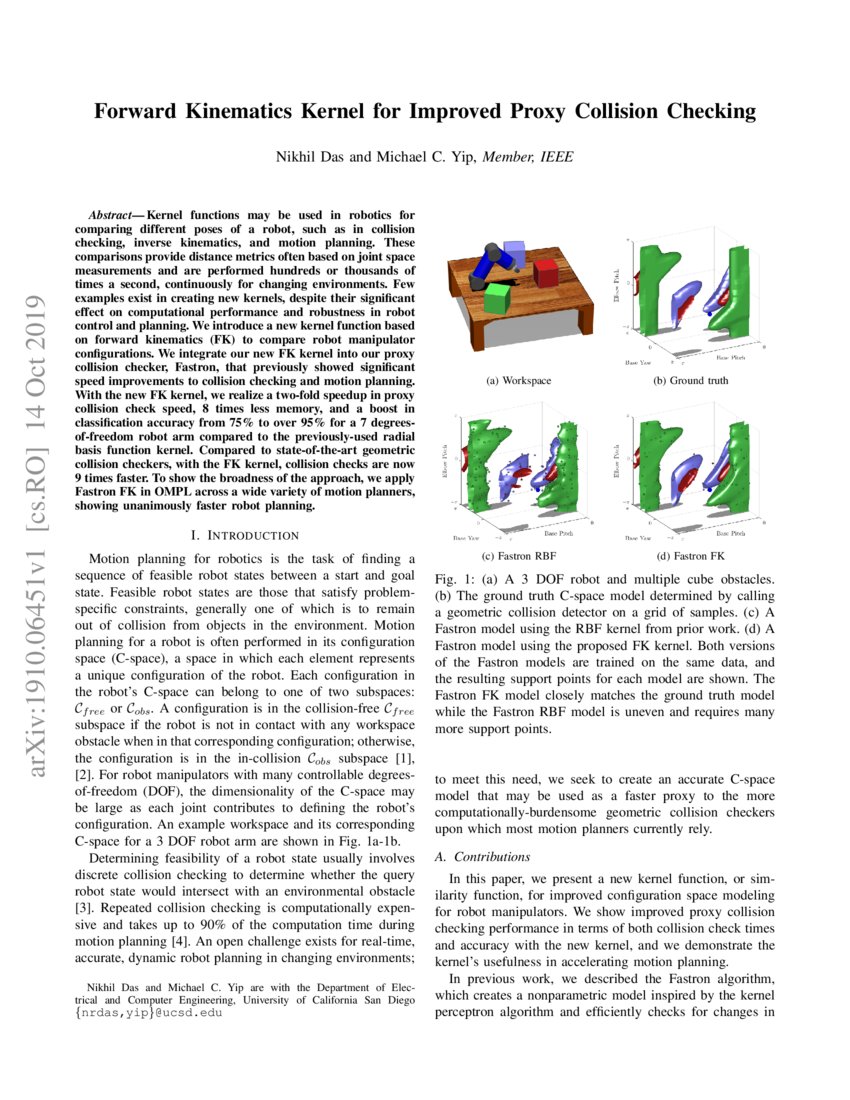 Forward Kinematics Kernel For Improved Proxy Collision Checking Deepai 