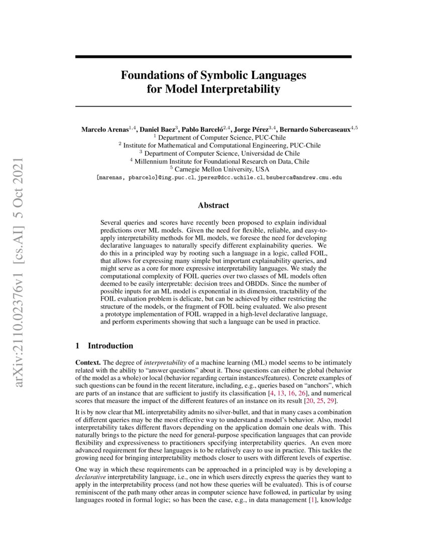 Foundations of Symbolic Languages for Model Interpretability | DeepAI