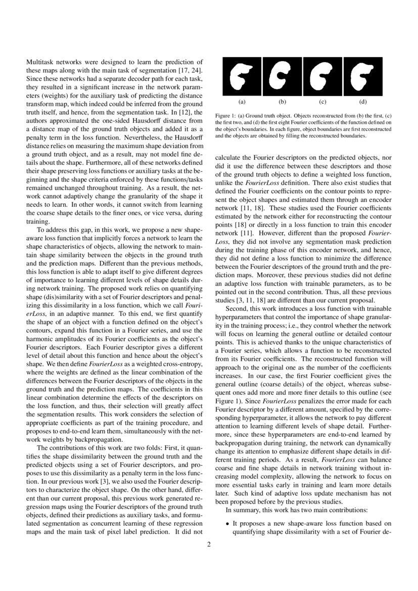 Fourierloss Shape Aware Loss Function With Fourier Descriptors Deepai
