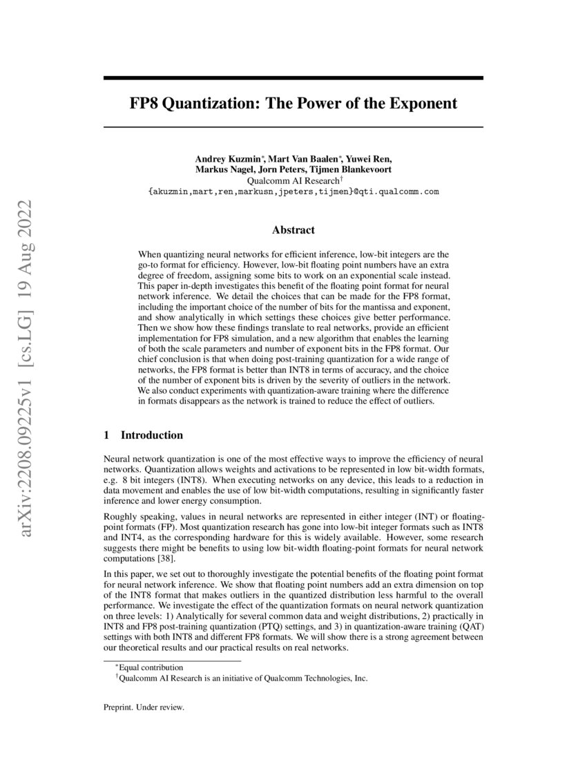 FP8 Quantization: The Power of the Exponent | DeepAI