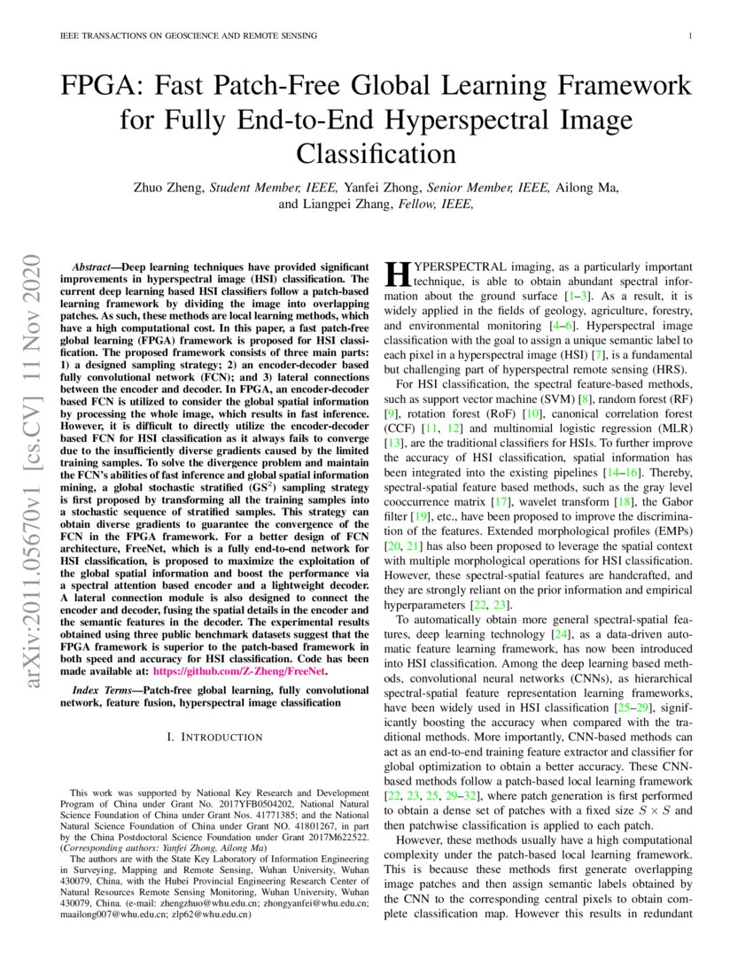 Fpga Fast Patch Free Global Learning Framework For Fully End To End Hyperspectral Image