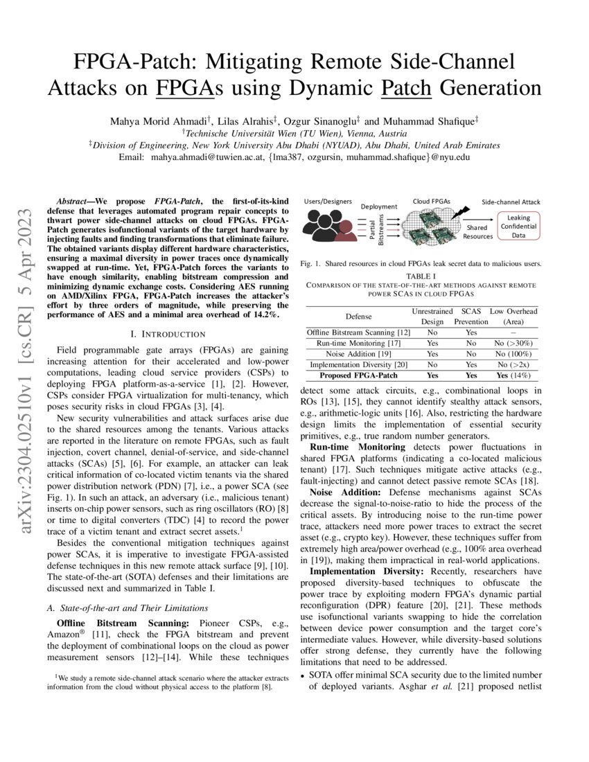 FPGA-Patch: Mitigating Remote Side-Channel Attacks on FPGAs using ... FPGA-Patch: Mitigating Remote Side-Channel Attacks on FPGAs using ...