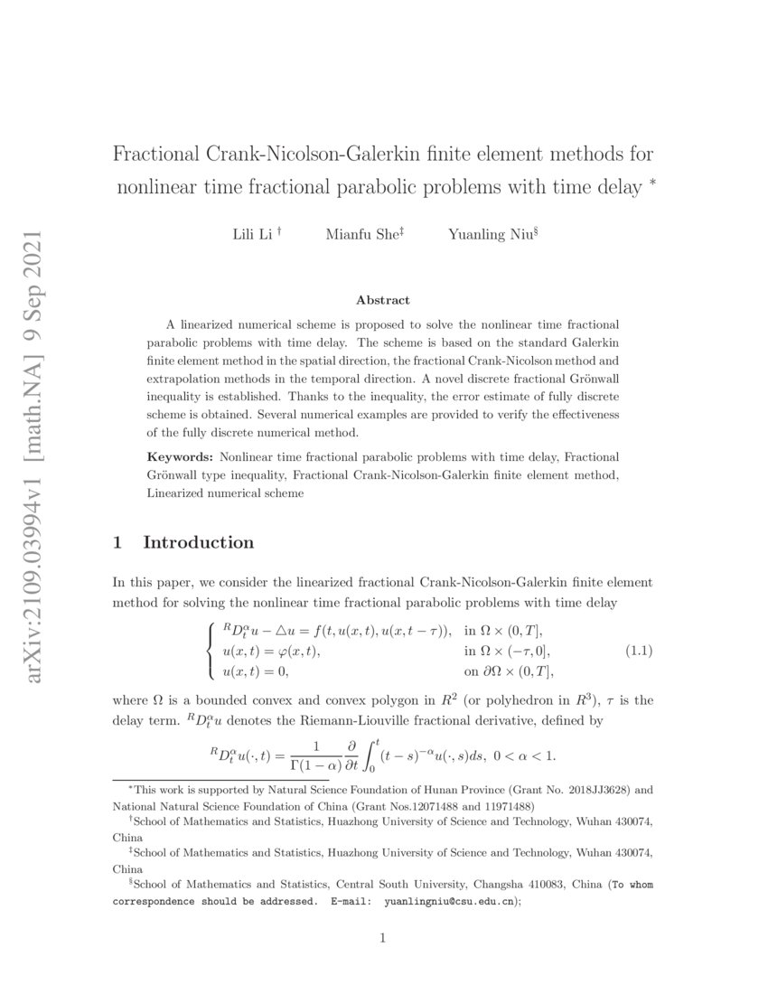 Fractional Crank-Nicolson-Galerkin finite element methods for nonlinear ...