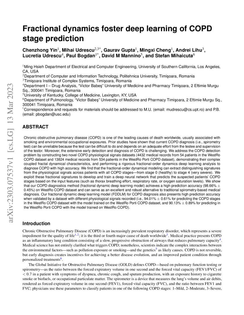 Fractional dynamics foster deep learning of COPD stage prediction | DeepAI Fractional dynamics foster deep learning of COPD stage prediction | DeepAI