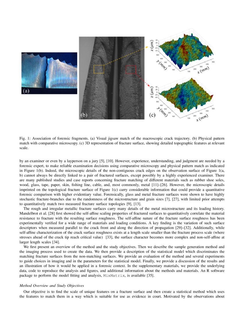 Fracture Mechanics-Based Quantitative Matching of Forensic Evidence ...