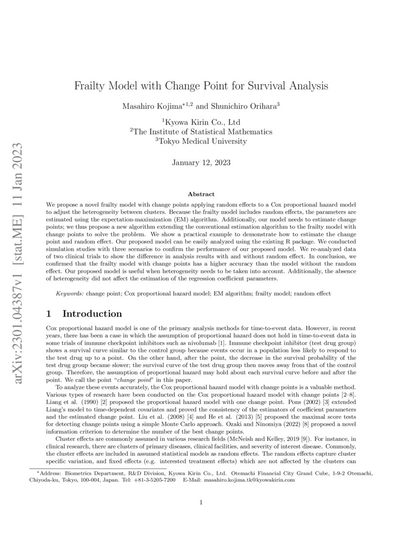 Frailty Model with Change Point for Survival Analysis | DeepAI