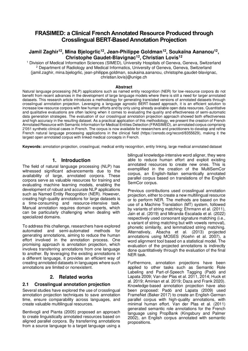 Frasimed A Clinical French Annotated Resource Produced Through Crosslingual Bert Based