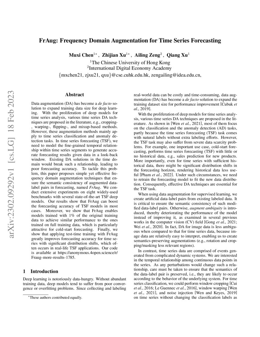 Fraug Frequency Domain Augmentation For Time Series Forecasting Deepai