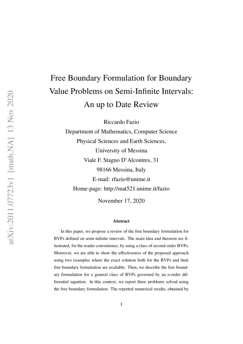 Free Boundary Formulation For Boundary Value Problems On Semi Infinite Intervals An Up To Date