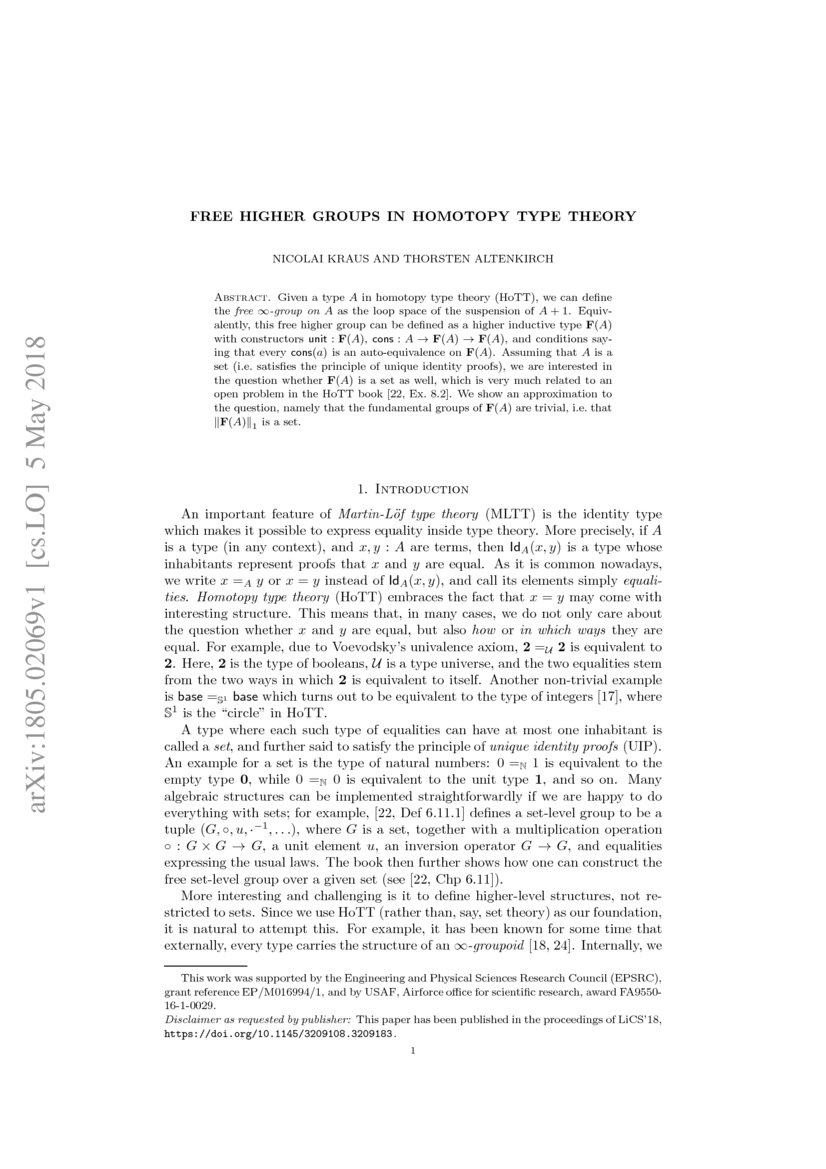 Free Higher Groups in Homotopy Type Theory | DeepAI