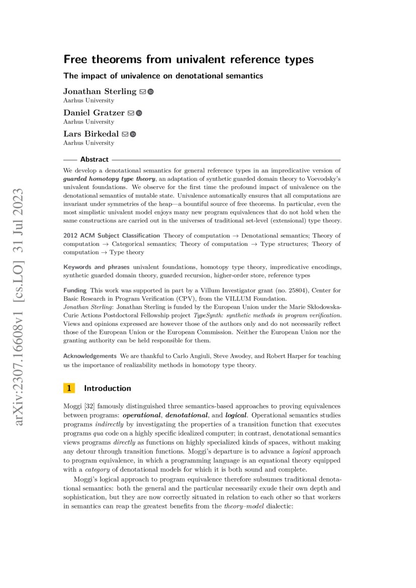 Free theorems from univalent reference types | DeepAI
