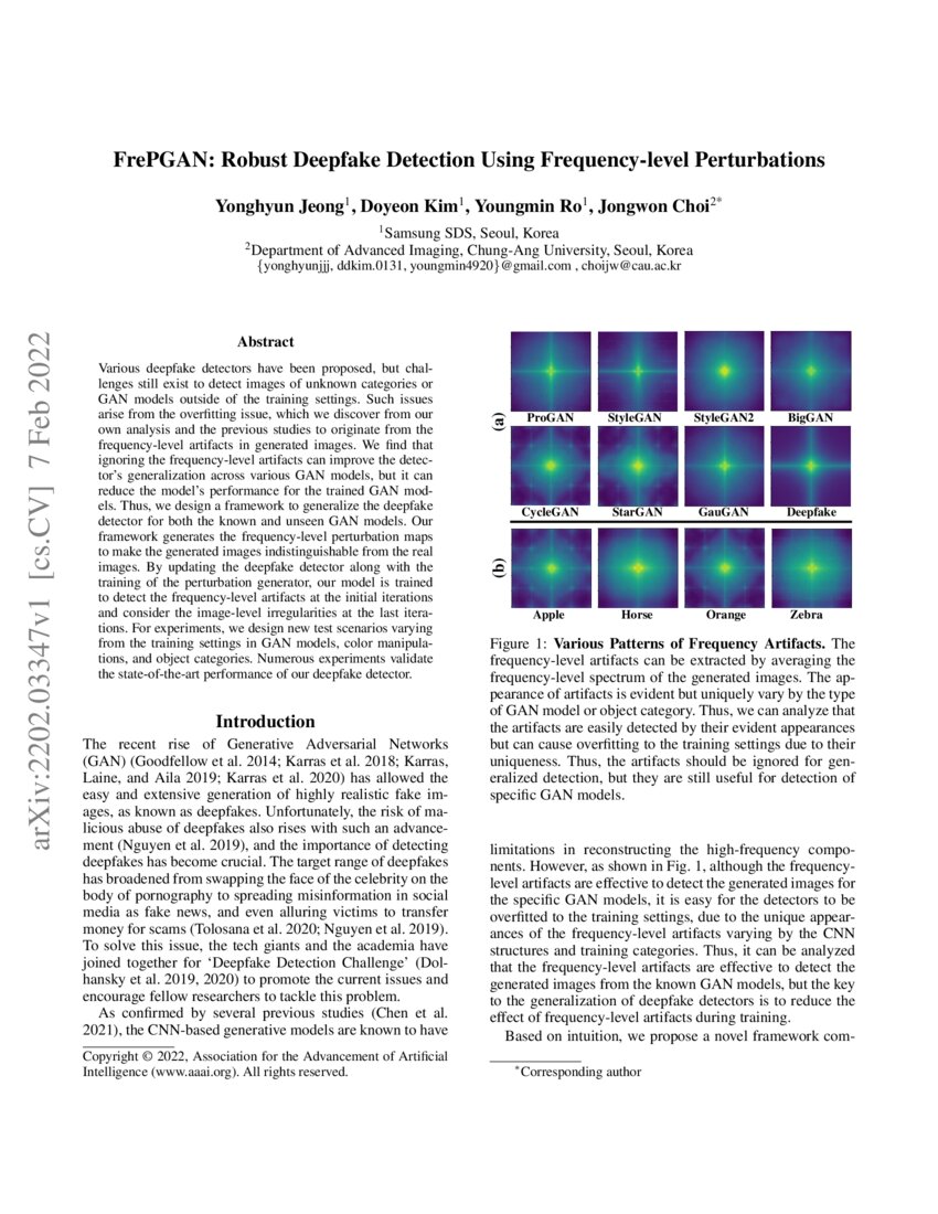 Frepgan Robust Deepfake Detection Using Frequency Level Perturbations