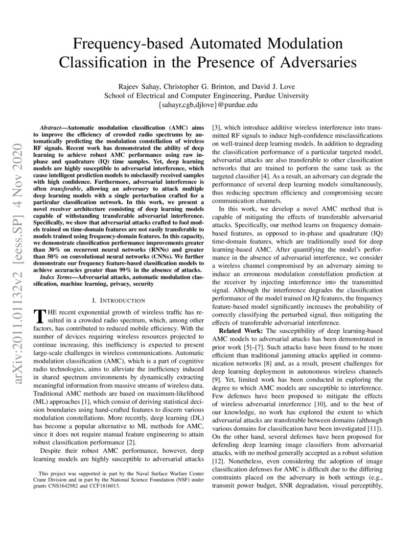 Frequency Based Automated Modulation Classification In The Presence Of