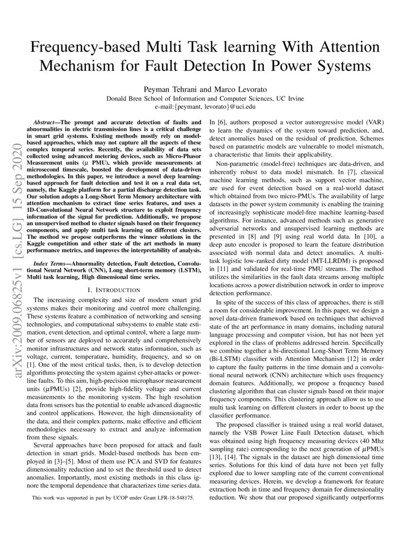 Frequency-based Multi Task learning With Attention Mechanism for Fault Detection In Power ...