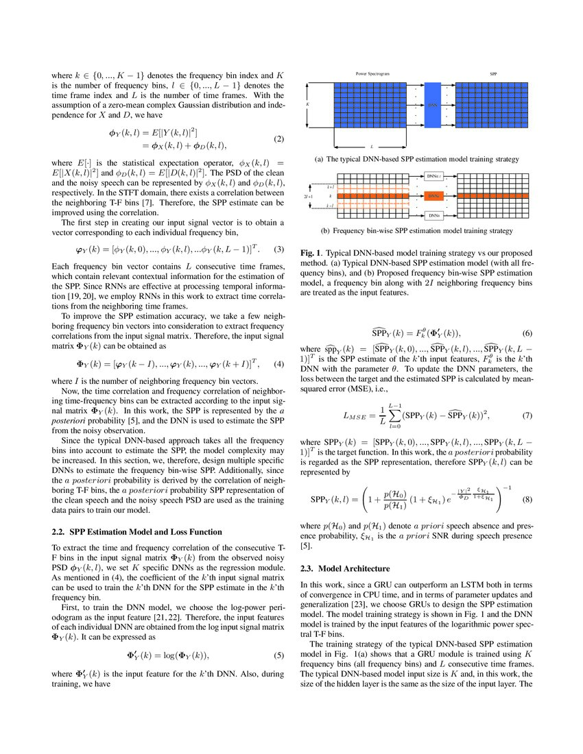 Frequency bin-wise single channel speech presence probability estimation using multiple DNNs ...