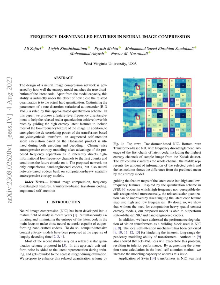 Frequency Disentangled Features in Neural Image Compression | DeepAI