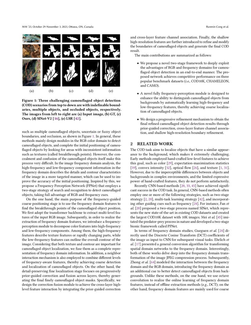 Frequency Perception Network For Camouflaged Object Detection Deepai