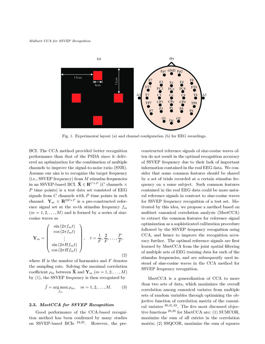 Frequency Recognition In Ssvep Based Bci Using Multiset Canonical Correlation Analysis Deepai 