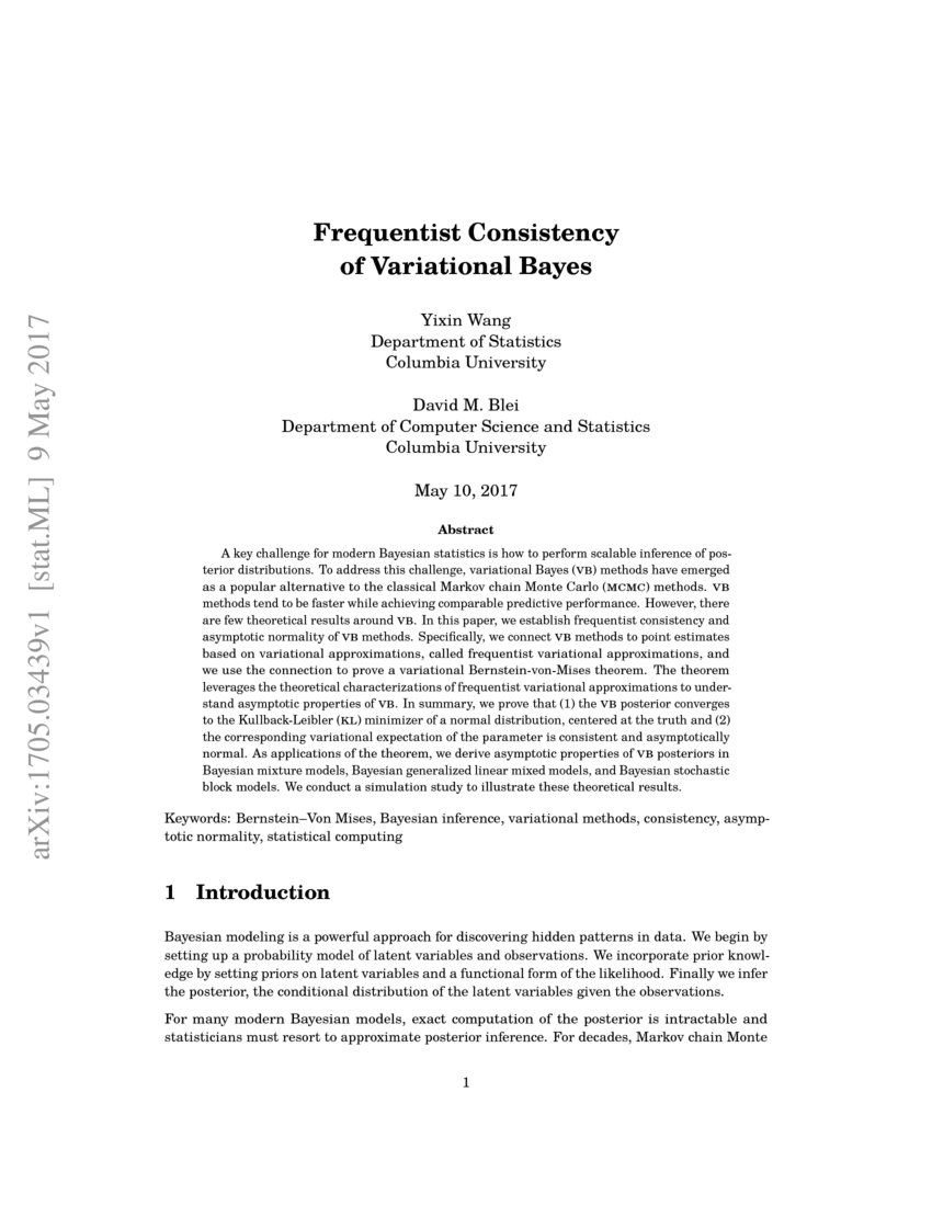 Frequentist Consistency Of Variational Bayes Deepai