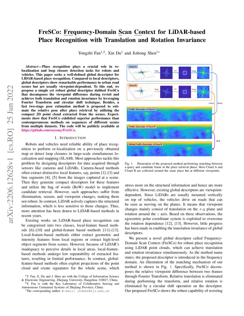 FreSCo: Frequency-Domain Scan Context for LiDAR-based Place Recognition with Translation and ...