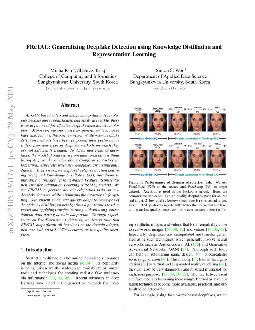 FReTAL: Generalizing Deepfake Detection using Knowledge Distillation and Representation Learning ...