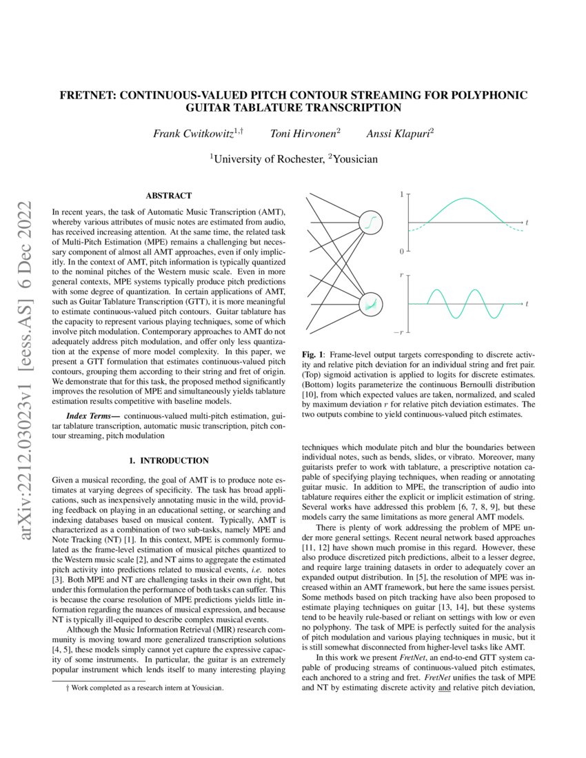 Fretnet Continuous Valued Pitch Contour Streaming For Polyphonic