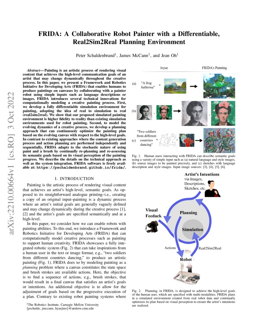 FRIDA: A Collaborative Robot Painter with a Differentiable, Real2Sim2Real Planning Environment ...