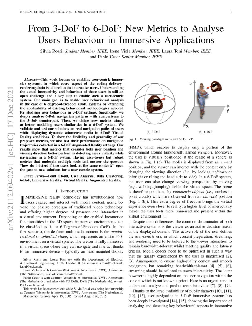 From 3-DoF to 6-DoF: New Metrics to Analyse Users Behaviour in ...