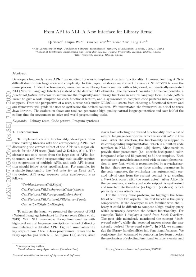 From API to NLI: A New Interface for Library Reuse | DeepAI