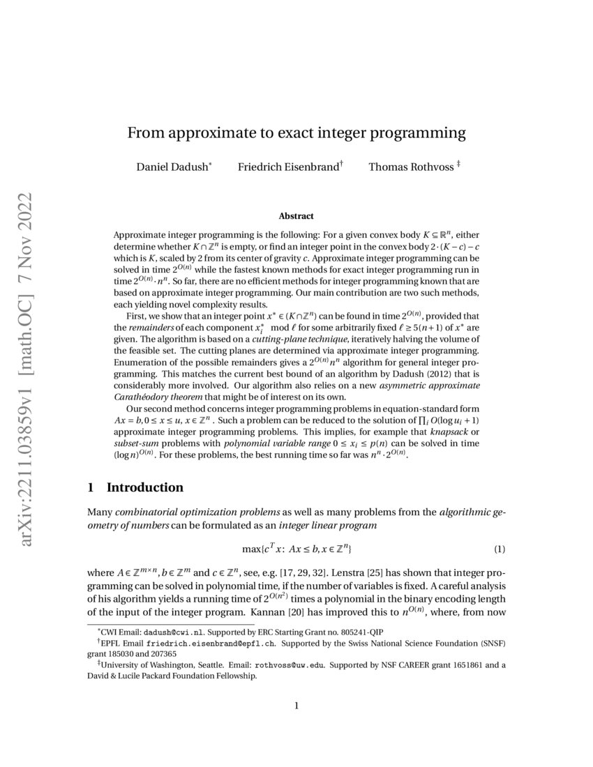 From Approximate To Exact Integer Programming Deepai 