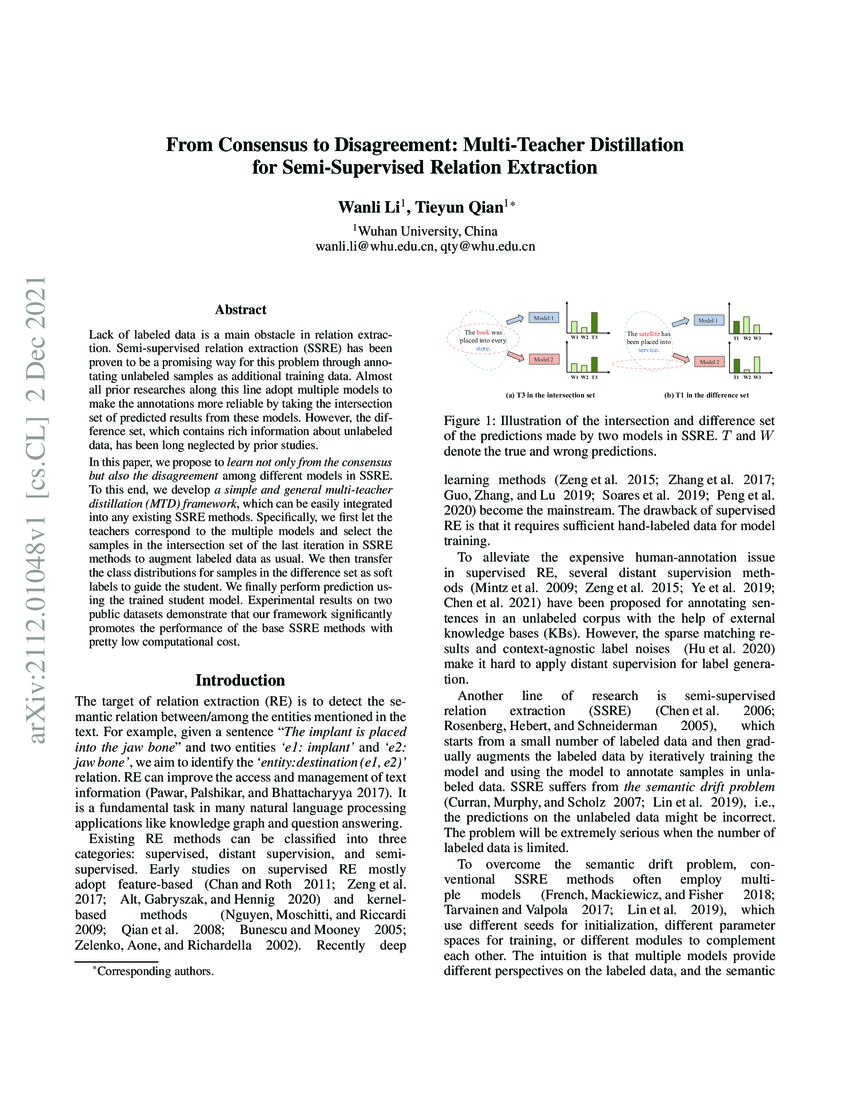From Consensus to Disagreement: Multi-Teacher Distillation for Semi-Supervised Relation ...