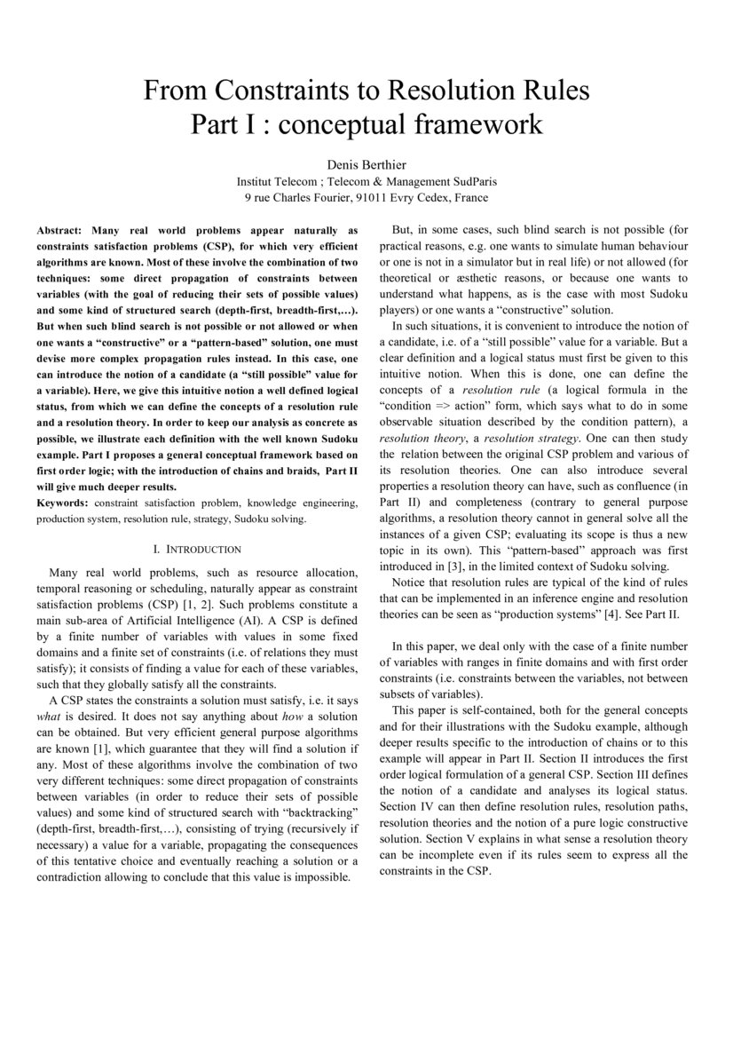 From Constraints to Resolution Rules, Part I: Conceptual Framework | DeepAI