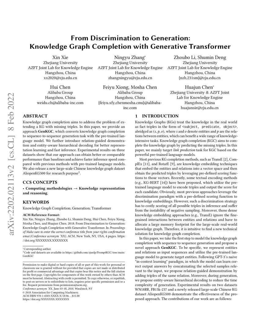 From Discrimination to Generation: Knowledge Graph Completion with Generative Transformer | DeepAI